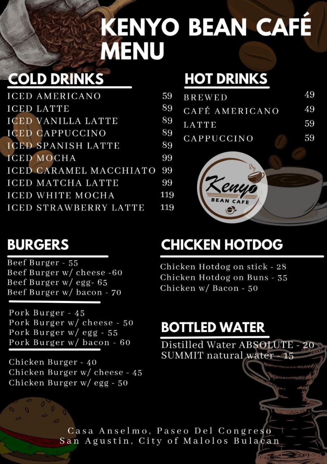 Menu at Kenyo Bean Café cafe, Malolos