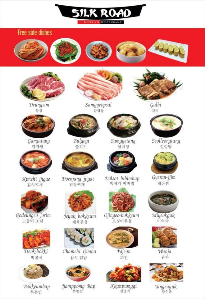 Menu at Silk Road Korean Restaurant in Chiang mai, Chiang Mai