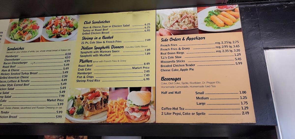 Menu at T J's Carry Out restaurant, Linthicum Heights