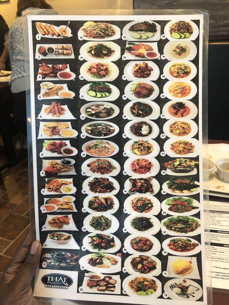 Carta del restaurante Thai Fusion, Brooklyn Park