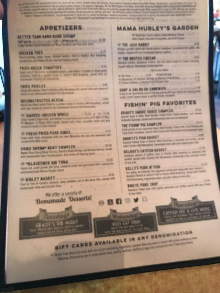 Menu at The Fishin' Pig Waynesboro BBQ, Waynesboro