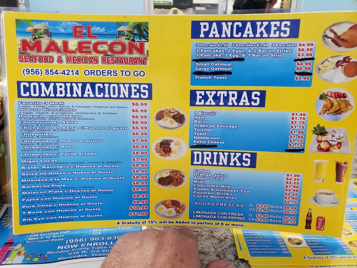 Menu at El Malecon Seafood & Mexican Restaurant, Weslaco