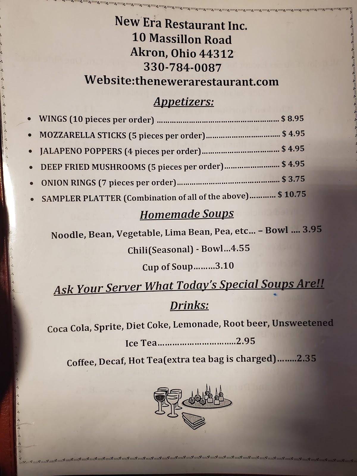 Carta del restaurante New Era, Akron