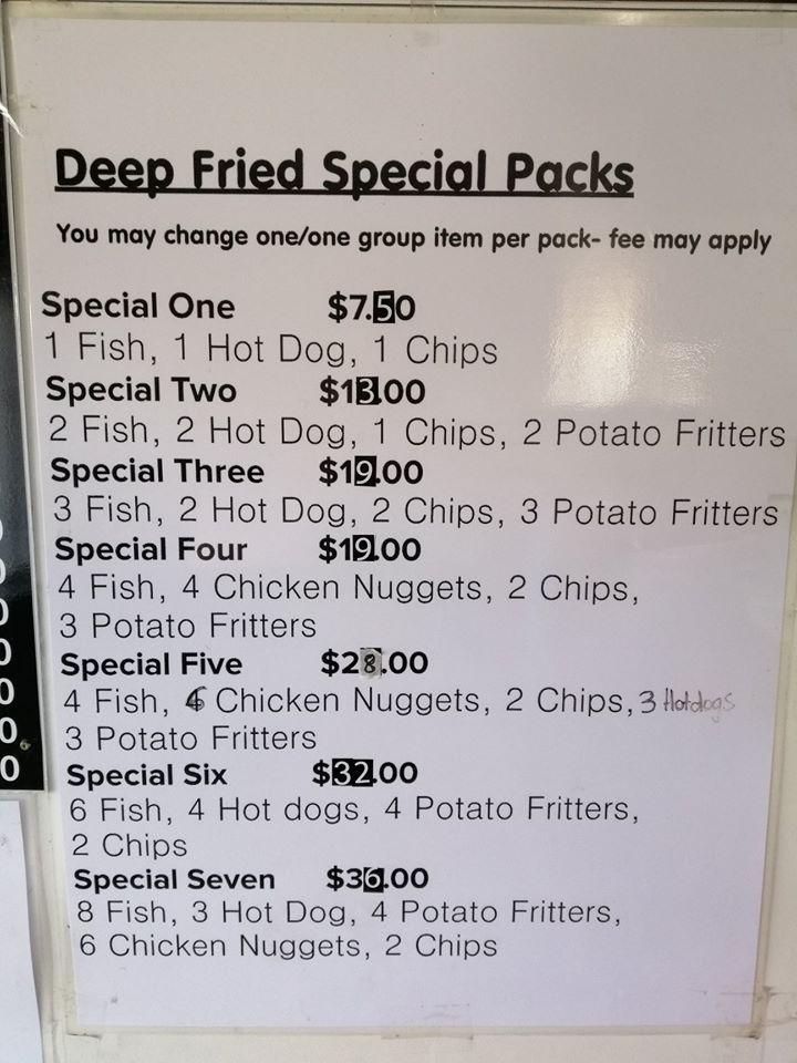 Menu at Ocean Star Takeaways restaurant, Lower Hutt