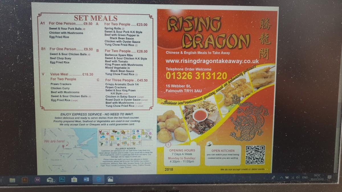Menu at Rising Dragon fast food, Falmouth