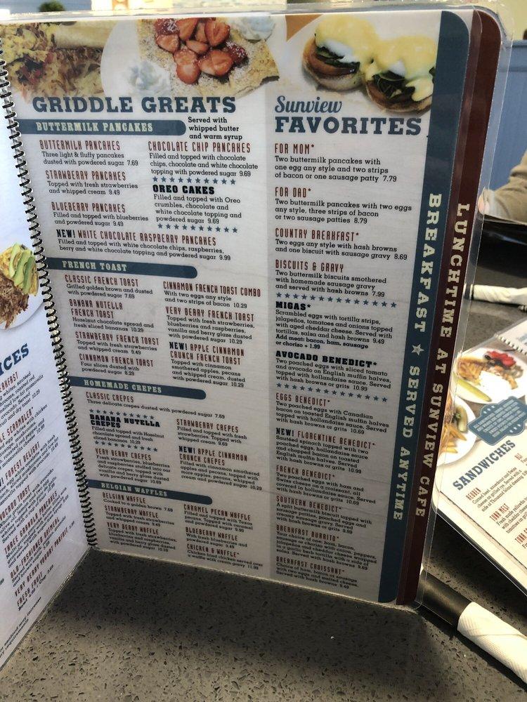 Menu at Sunview Cafe, The Colony, State Hwy 121 Ste 120