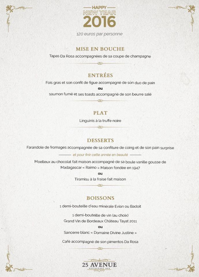 Menu at 25 AVENUE pub & bar, Paris
