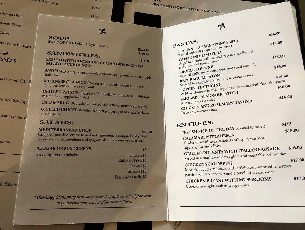 Menu at Andiamo Italian Ristorante restaurant, Bellevue