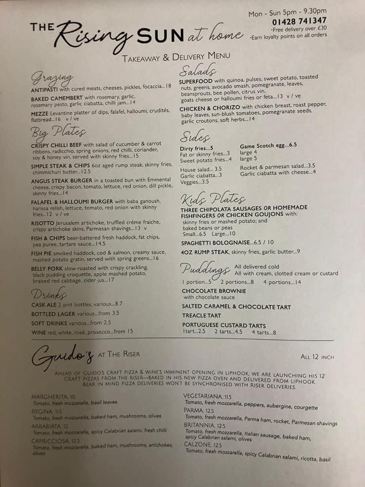Menu at Guido’s Craft Pizza restaurant, Liphook