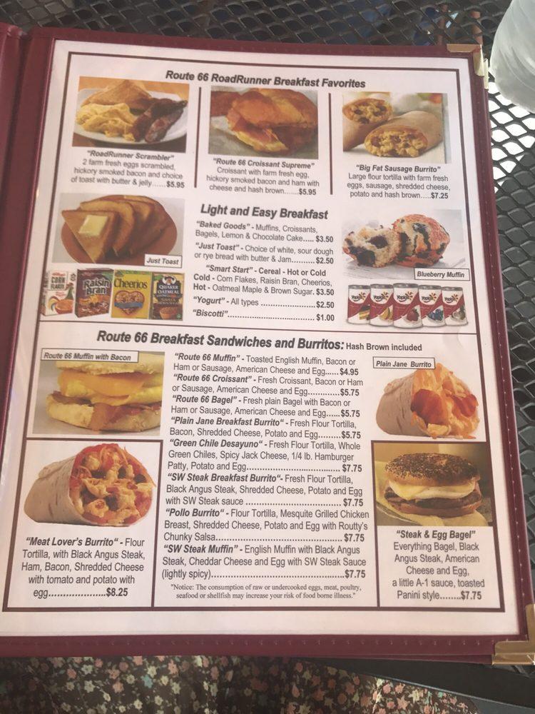 Menu at Route 66 RoadRunner cafe, Seligman