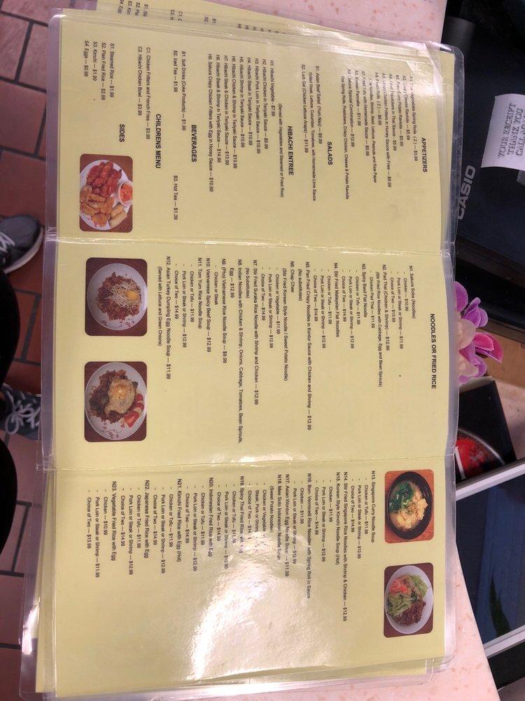 Menu at Sakura Asian Express restaurant, Greenville