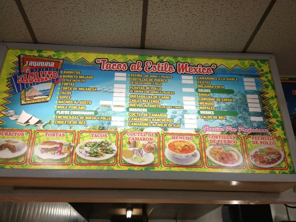 Carta del restaurante Taqueria El Jacalito, Santa Ana