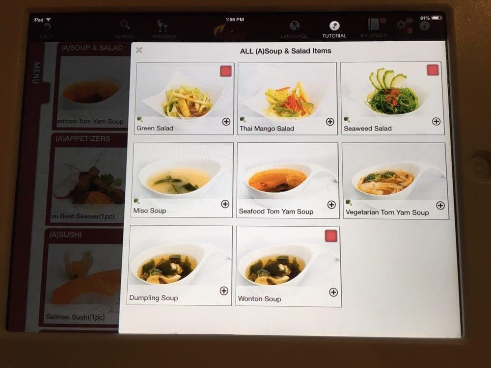 Menu au Wind Japanese & Thai restaurant, Niagara Falls