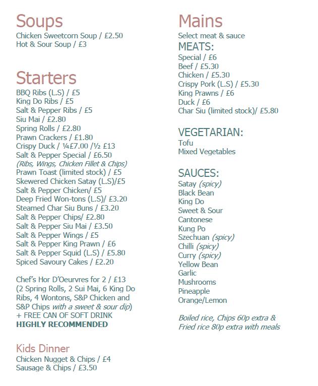 Menu at Edward's restaurant, Liverpool, 20-22 Great Georges Rd