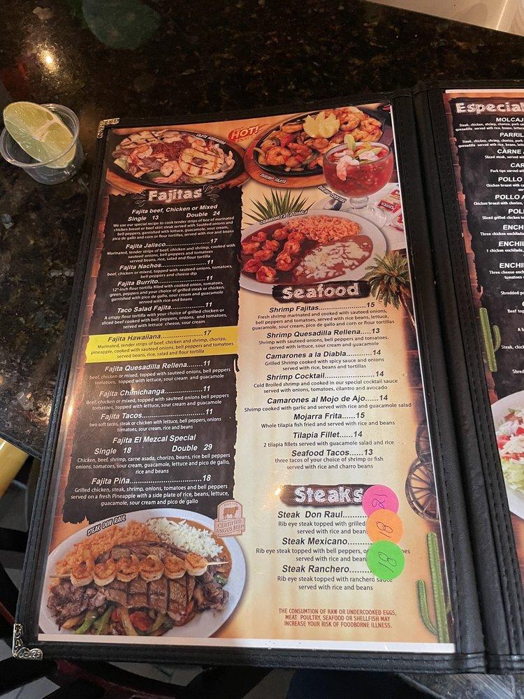 Menu at El Mezcal Mexican Grill restaurant, Cullman