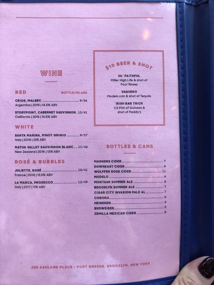 Menu at Fulton Hall pub & bar, New York City
