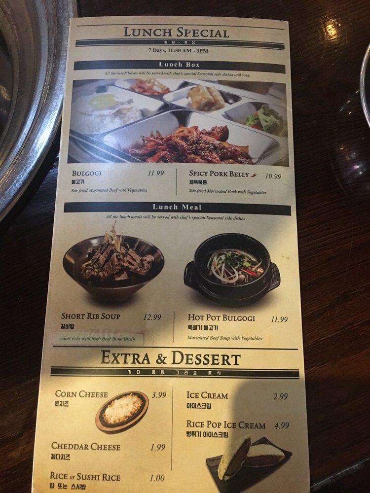 Menu at Hobak Korean BBQ, Las Vegas