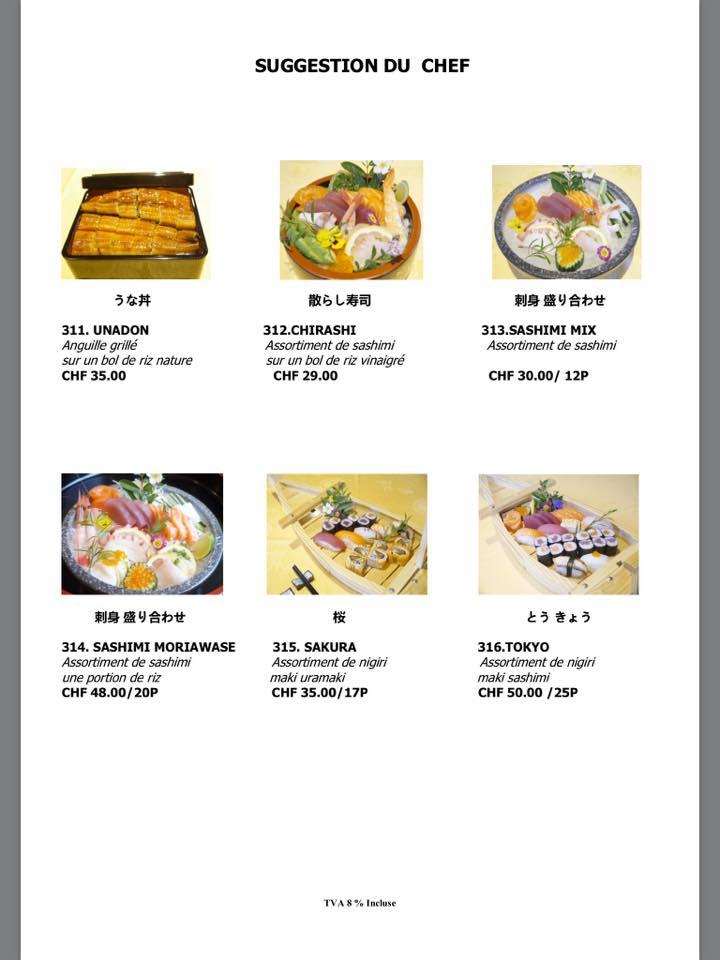 Menu at Ji Xiang, Fribourg