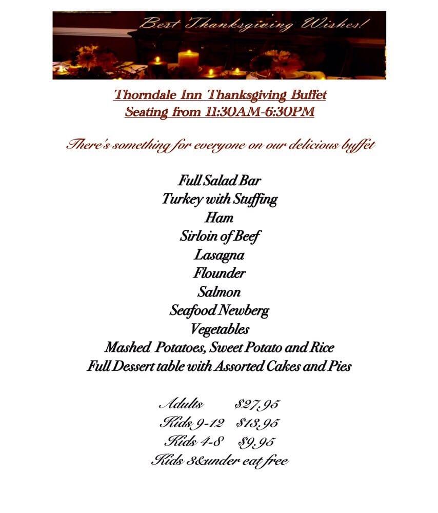 Menu at Thorndale Inn Restaurant, Downingtown, 430 Bondsville Rd