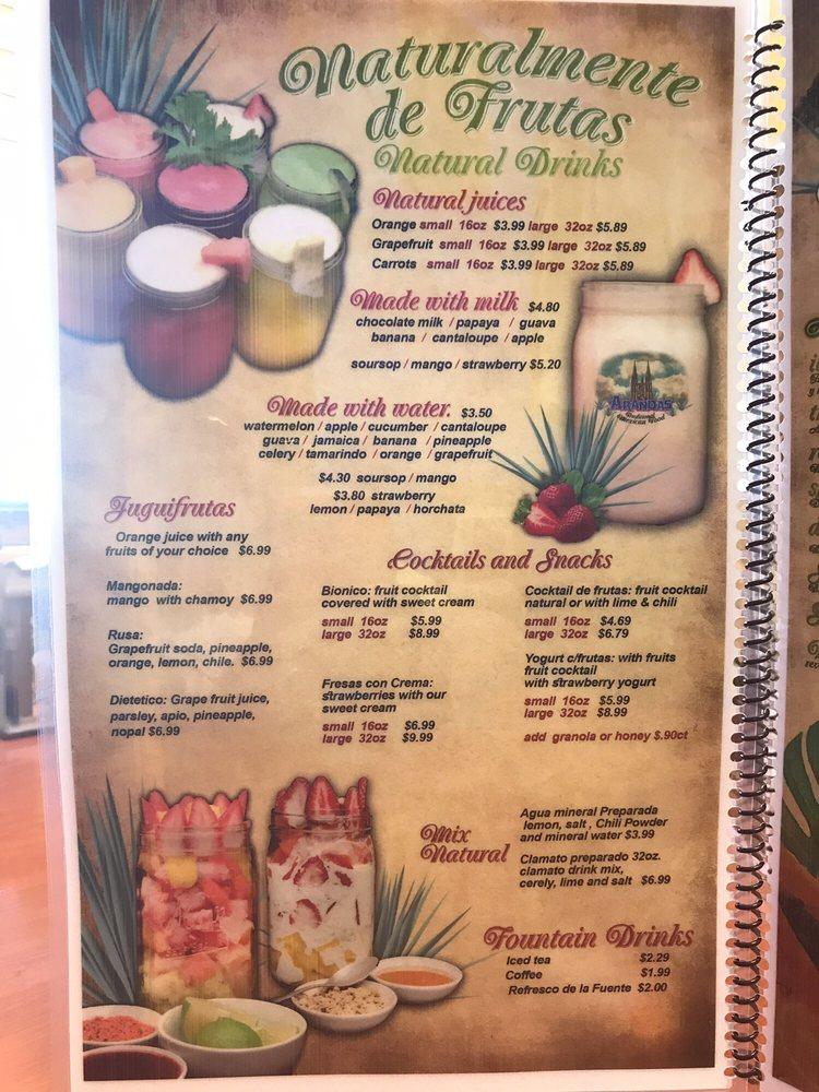 Menu at Hacienda Arandas restaurant, Laredo, 530 S Zapata Hwy
