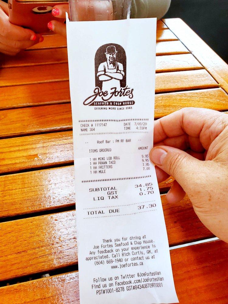 Menu at Joe Fortes Seafood & Chop House steakhouse, Vancouver, 777 ...