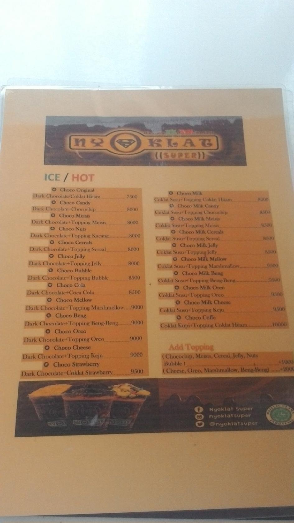 Carta del café Nyoklat Super, Semarang, XFP2+6XP