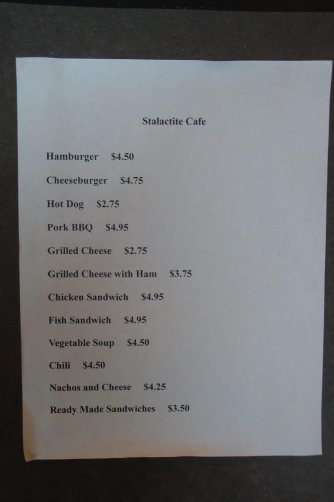 Menu at Stalactite Cafe & Restaurant, Luray