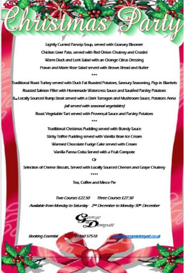 Menu at The George at Donyatt pub & bar, Ilminster