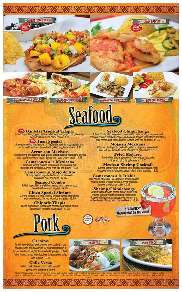 Menu at Cinco Mexican Grill and Bar, Bluffton