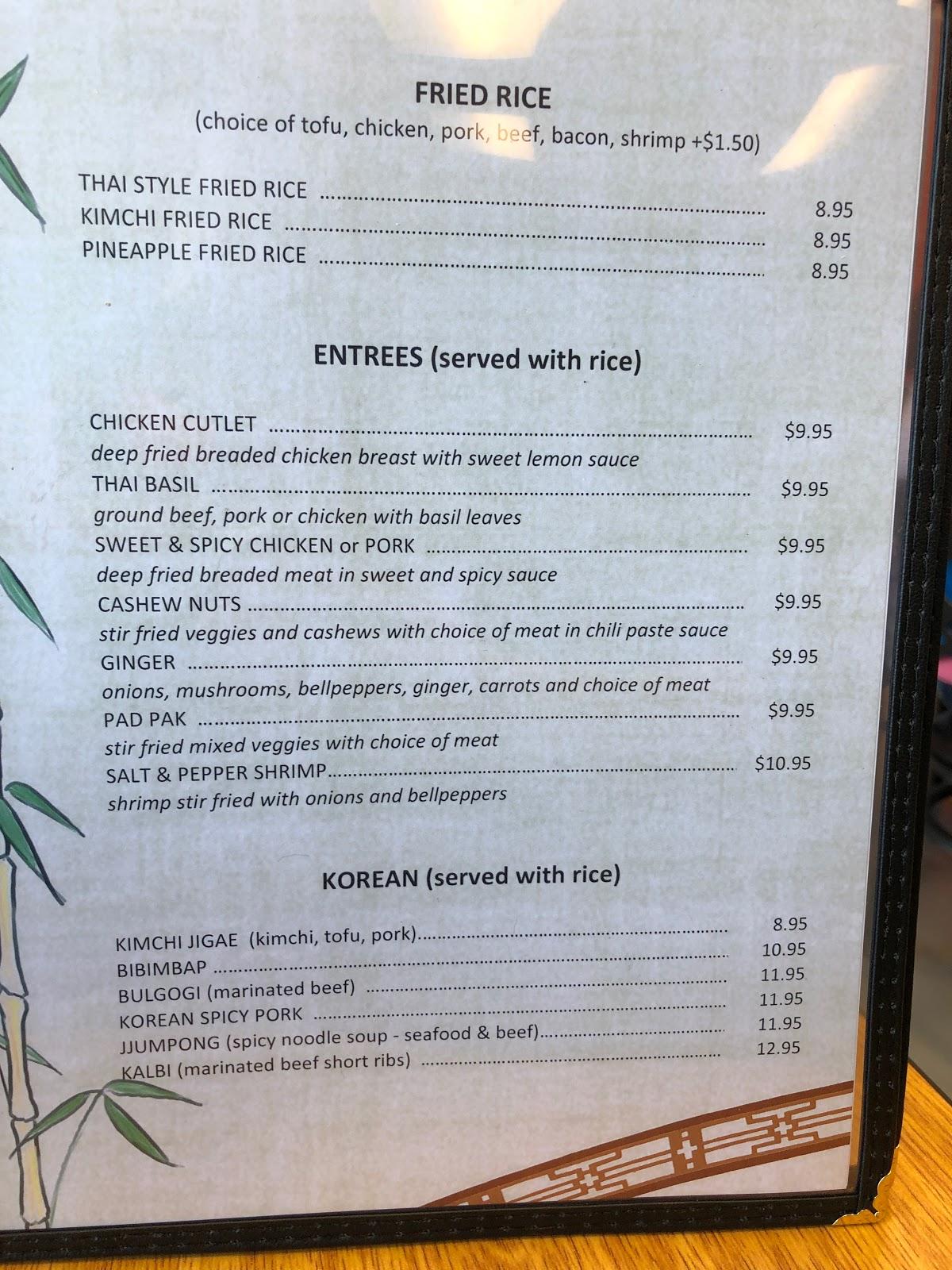 Carta del restaurante FORTUNE Korean & Thai Cuisine, Webb City