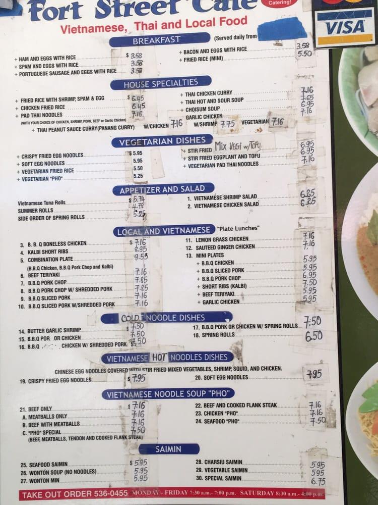 Menu at Fort Street Cafe, Honolulu