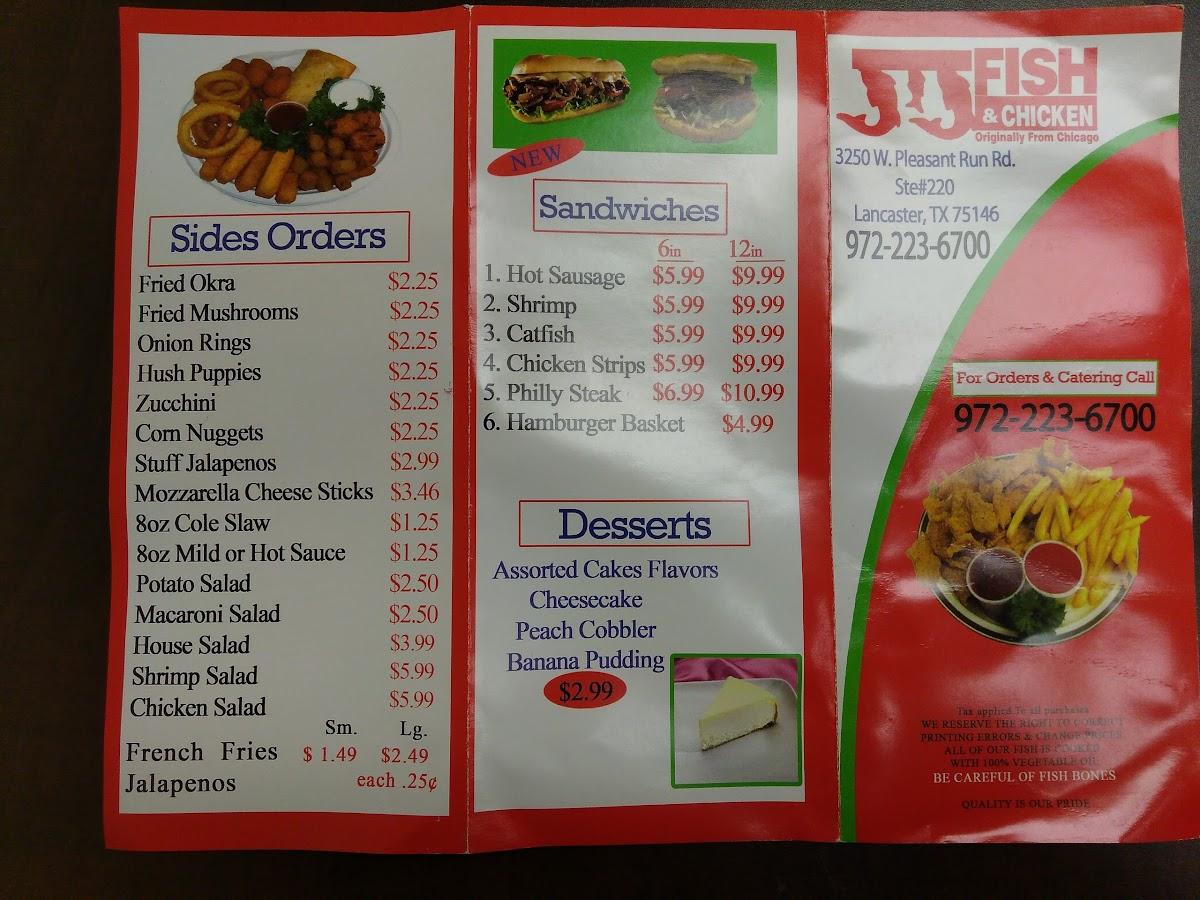 Menu at JJ Fish & Chicken restaurant, Lancaster, W Pleasant Run Rd #220