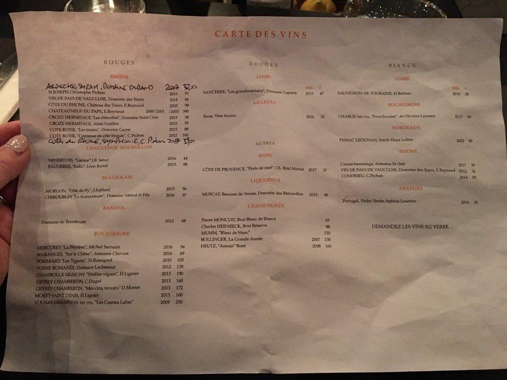 Menu at Laiterie Sainte-Clotilde restaurant, Paris