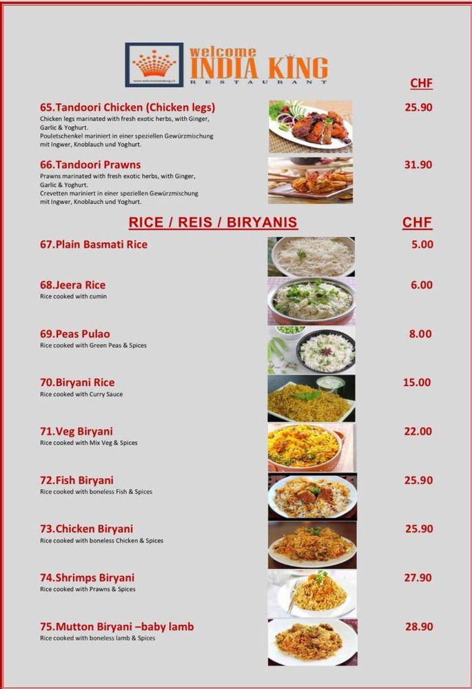 Speisekarte von Restaurant Welcome India King - Indian Restaurant ...