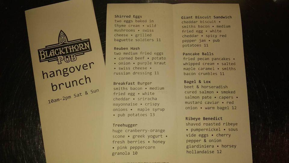 Menu at Blackthorn Pub, Holly