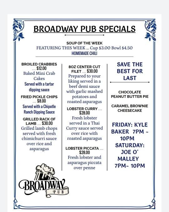 Menu at Broadway Pub, Bangor