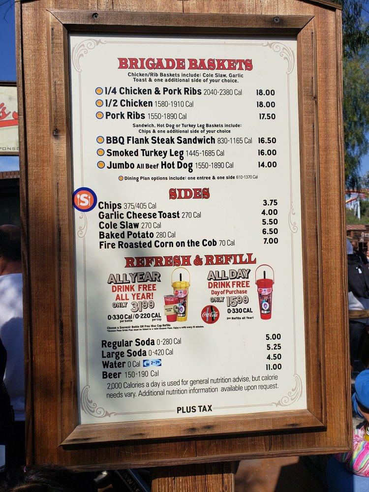 Menu at Fireman's Brigade Barbecue, Buena Park