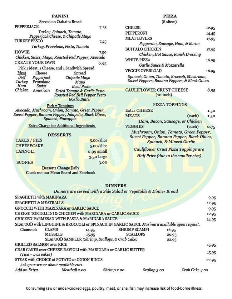 Menu at Laporte Cafe & Trading Post (Est. June 2019), Laporte