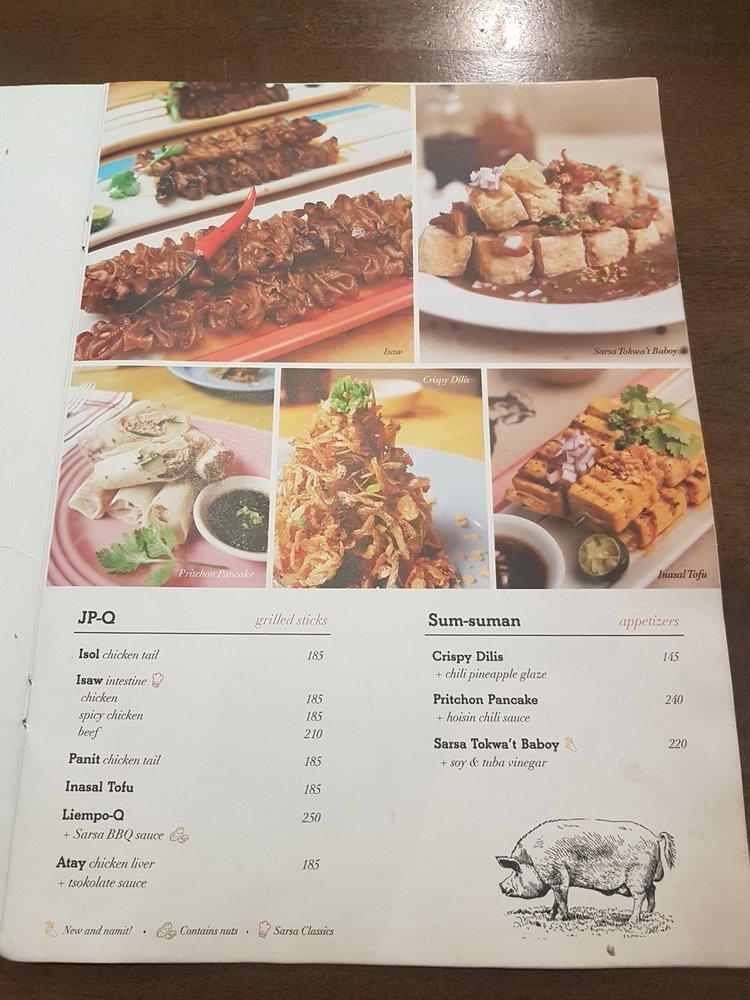 Menu at Sarsá Kitchen + Bar, Makati, 109 Rada