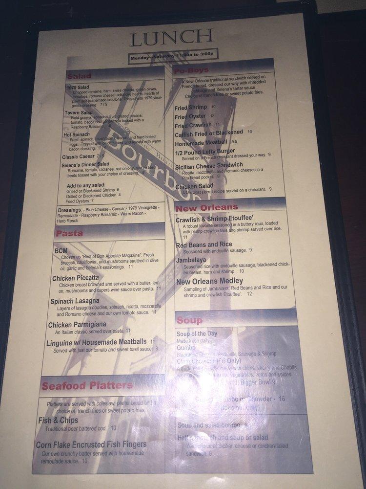 Menu at Selena's at Willow Lake Tavern restaurant, Louisville