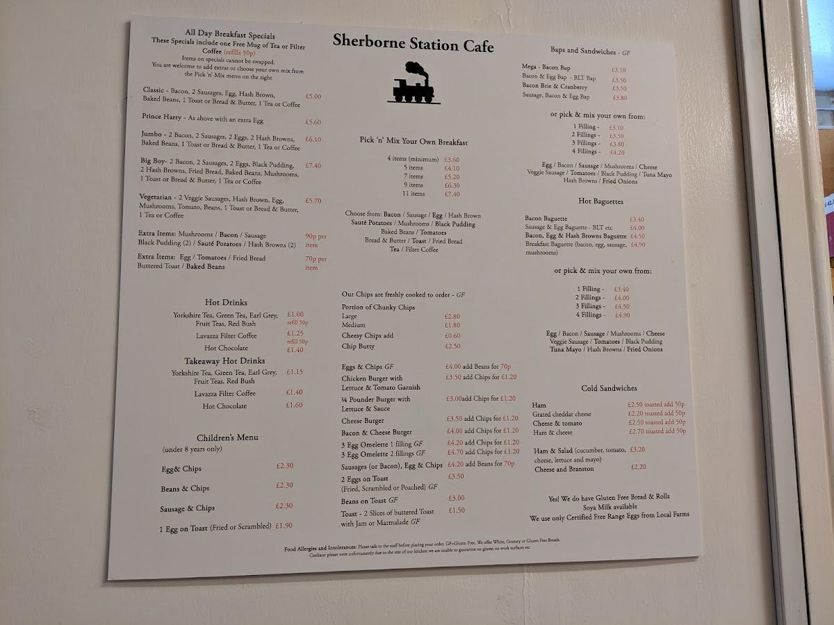Menu at The Station Cafe, Sherborne