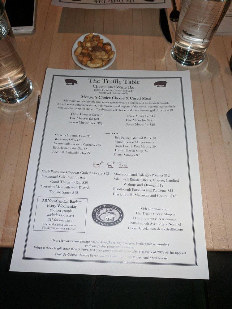 Menu at The Truffle Table pub & bar, Denver