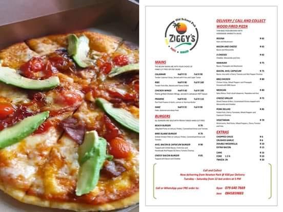 Menu at Ziggy's R&R Bar, Port Elizabeth