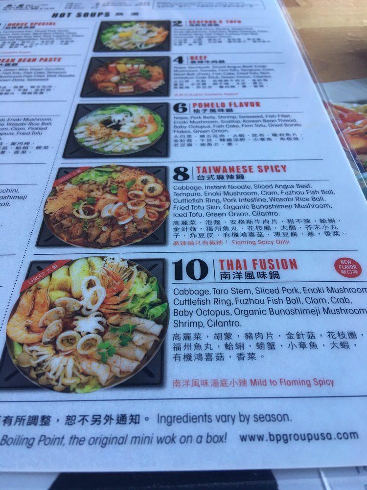 Menu at Boiling Point restaurant, Artesia