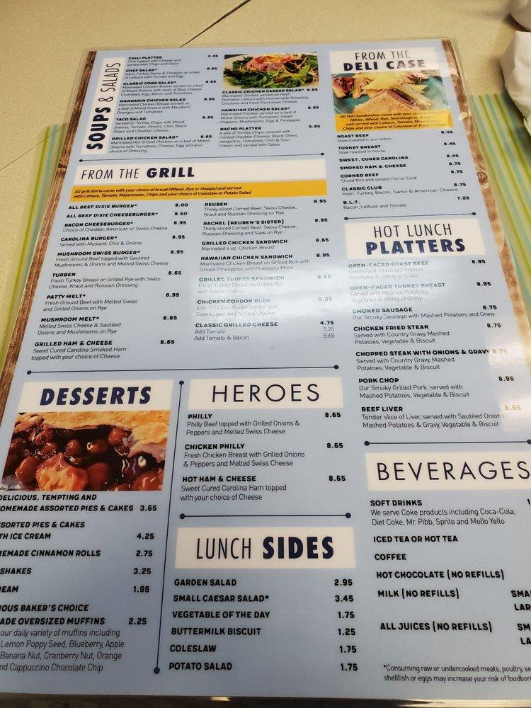 Menu at Dixie Diner restaurant, Hendersonville