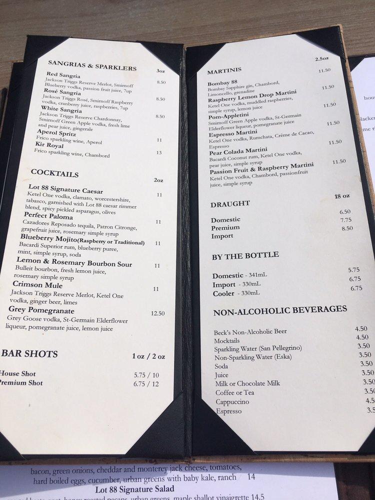 Menu at Lot 88 Steakhouse, North Bay