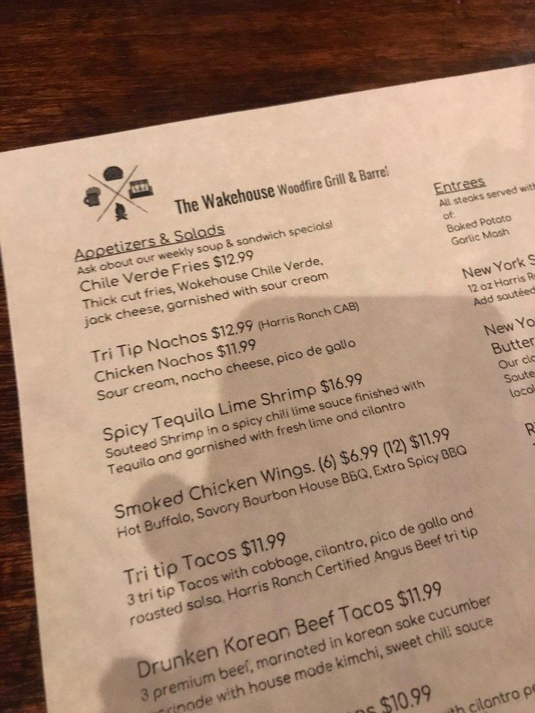 Menu at The Wakehouse pub & bar, Reedley