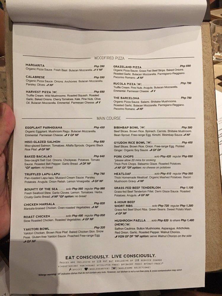Menu at The Wholesome Table Salcedo restaurant, Makati, Salcedo Village