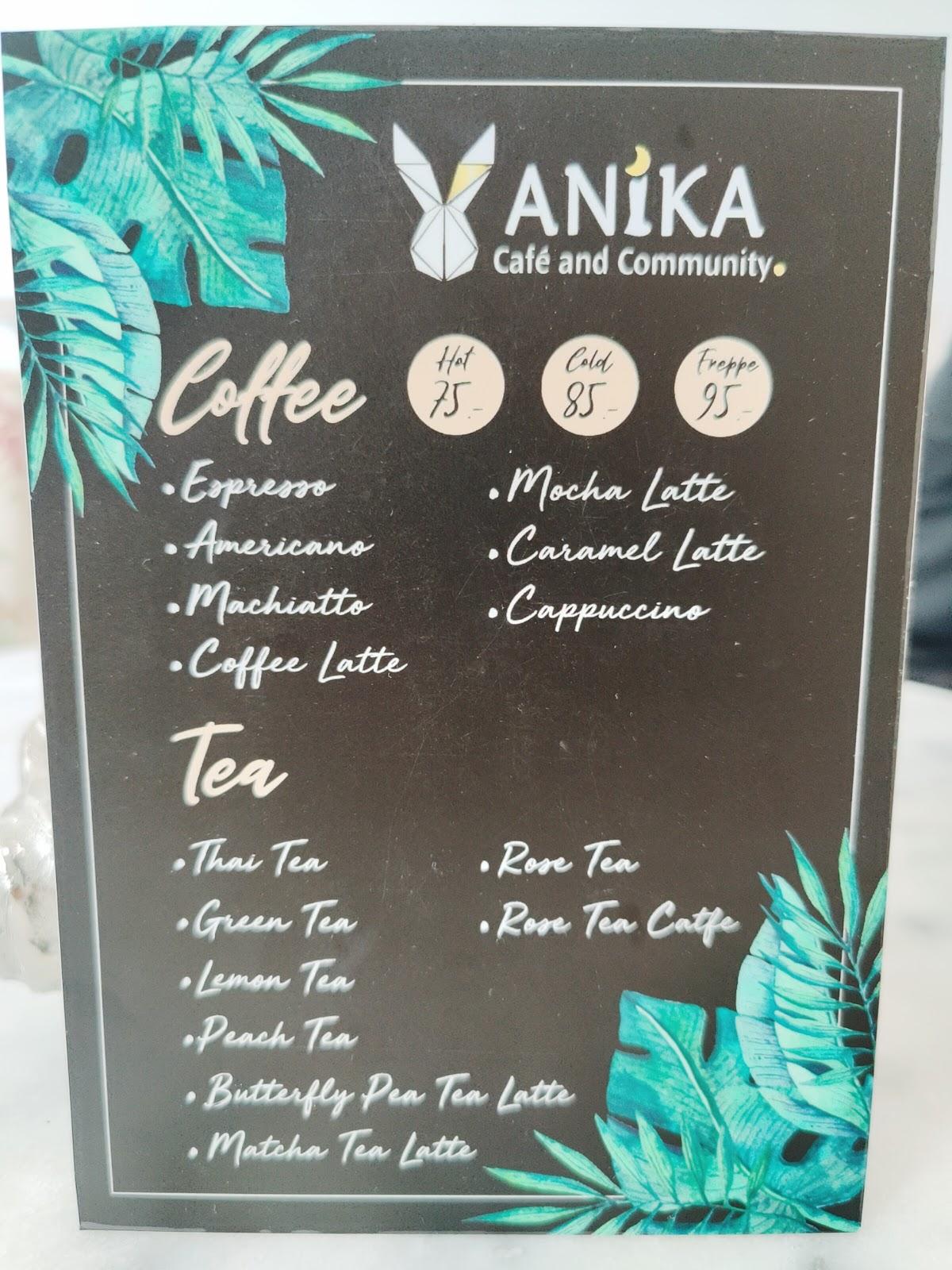 Menu at Anika cafe and community - Witch project ท่าข้าม หาดใหญ่, Nam Noi