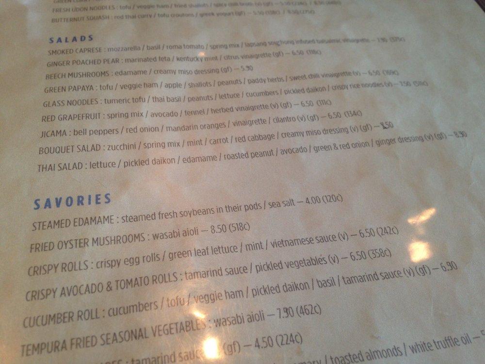 Menu at Heart and Soy / Roots restaurant, Louisville, Bardstown Rd